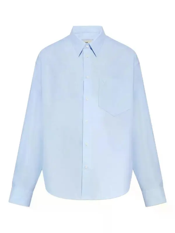 AMI Paris Button-down Shirt With Embroidered De Coeur