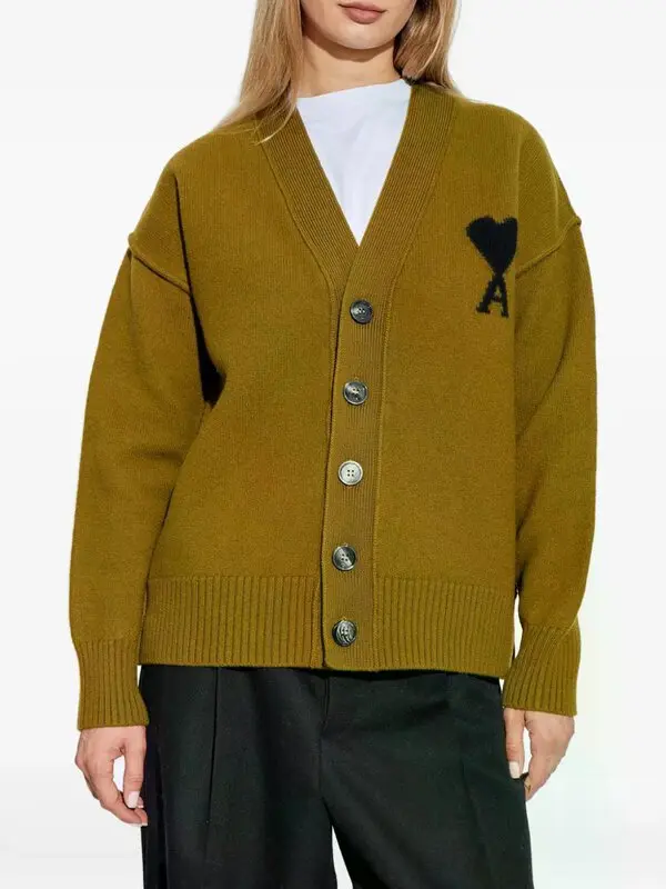 AMI Paris De Coeur Wool Cardigan