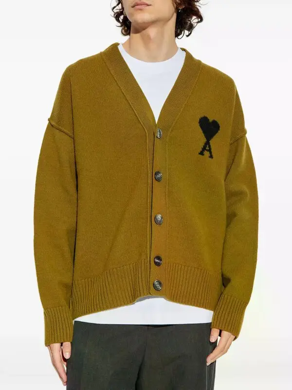 AMI Paris De Coeur Wool Cardigan