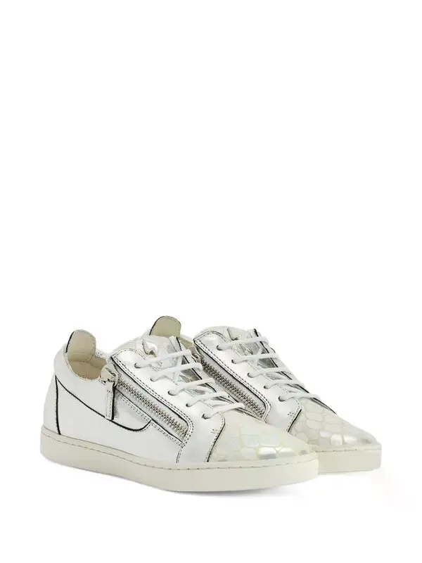 GIUSEPPE ZANOTTI Nicki Zip-detail Leather Sneakers - Grey