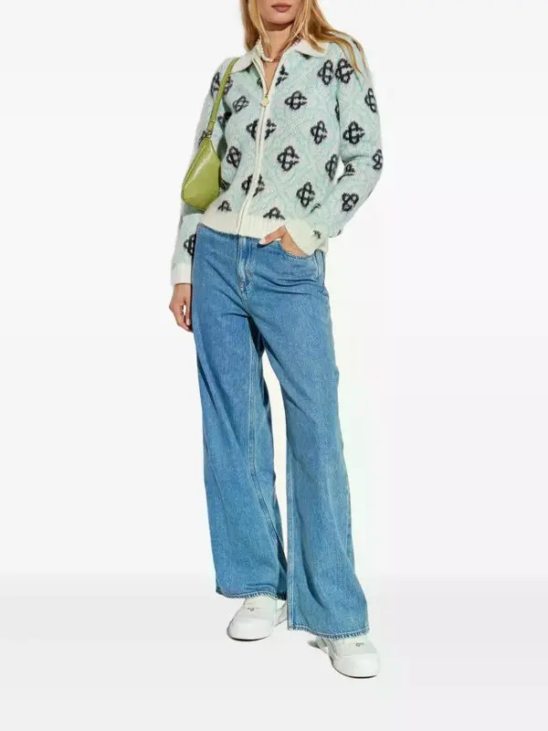 Casablanca Monogram-pattern Zip-up Cardigan