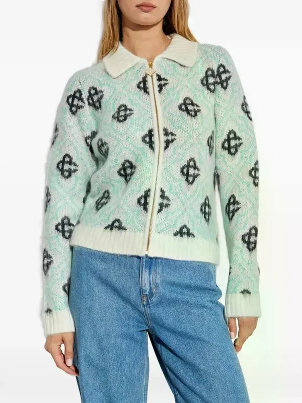 Casablanca Monogram-pattern Zip-up Cardigan