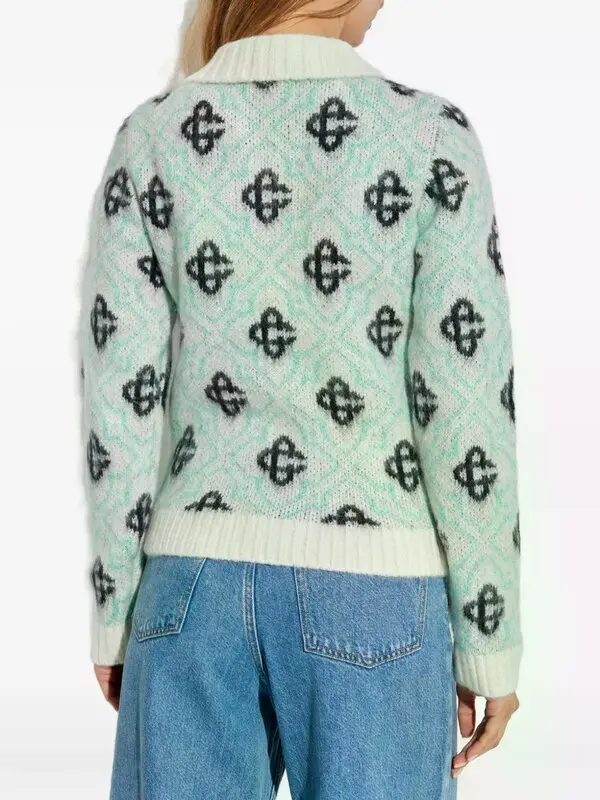Casablanca Monogram-pattern Zip-up Cardigan