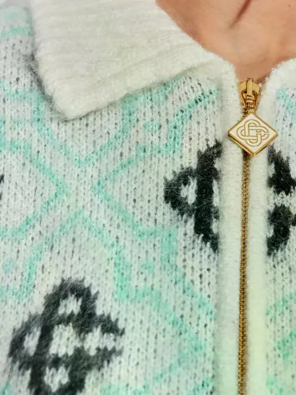 Casablanca Monogram-pattern Zip-up Cardigan