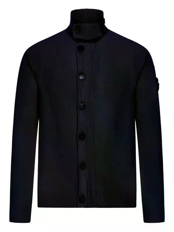 Stone Island High-neck Wool Cardigan - Blue