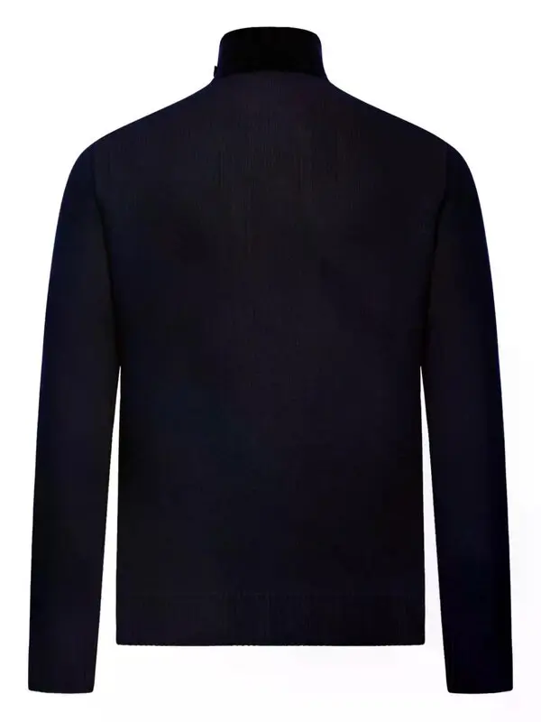 Stone Island High-neck Wool Cardigan - Blue