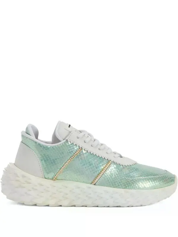 GIUSEPPE ZANOTTI Urchin Snakeskin-effect Lace-up Sneakers - Blue