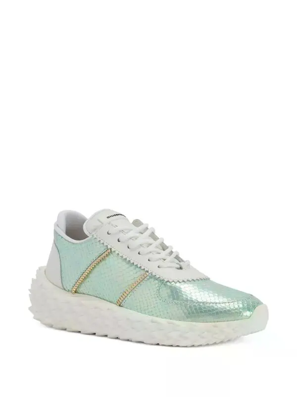 GIUSEPPE ZANOTTI Urchin Snakeskin-effect Lace-up Sneakers - Blue