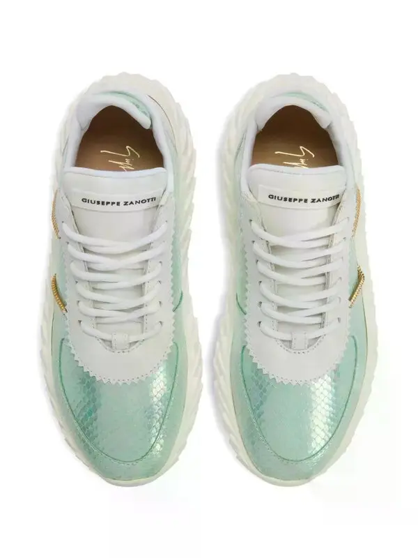 GIUSEPPE ZANOTTI Urchin Snakeskin-effect Lace-up Sneakers - Blue
