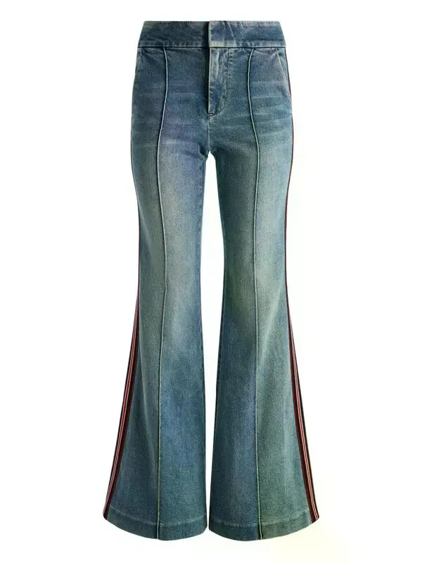 Alice + Olivia Dylan Wide-leg Jeans With Stripe Detail