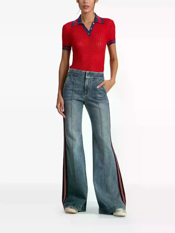 Alice + Olivia Dylan Wide-leg Jeans With Stripe Detail