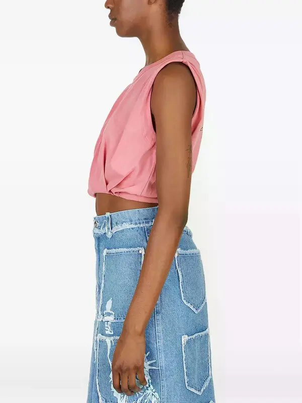 LOURDES Eye-print Sleeveless Crop Top - Pink