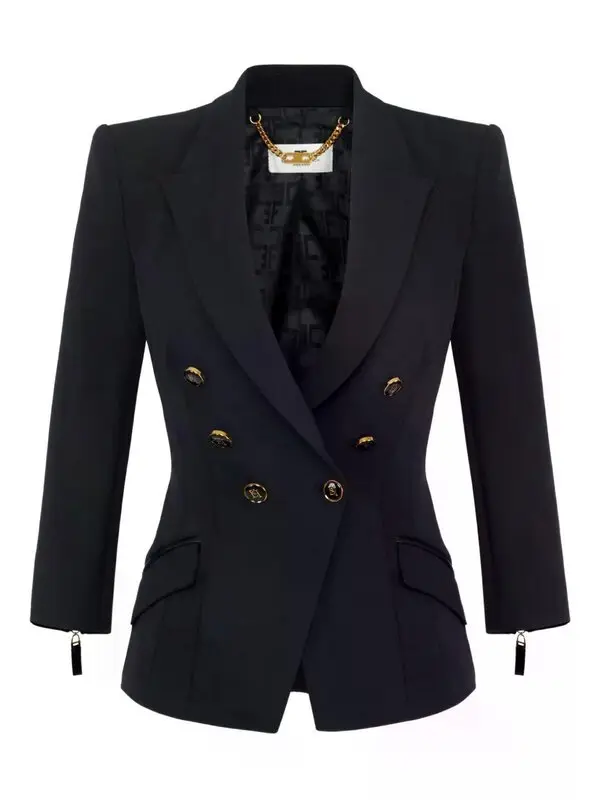 Elisabetta Franchi Double-breasted Jacket With Gold Button Detail