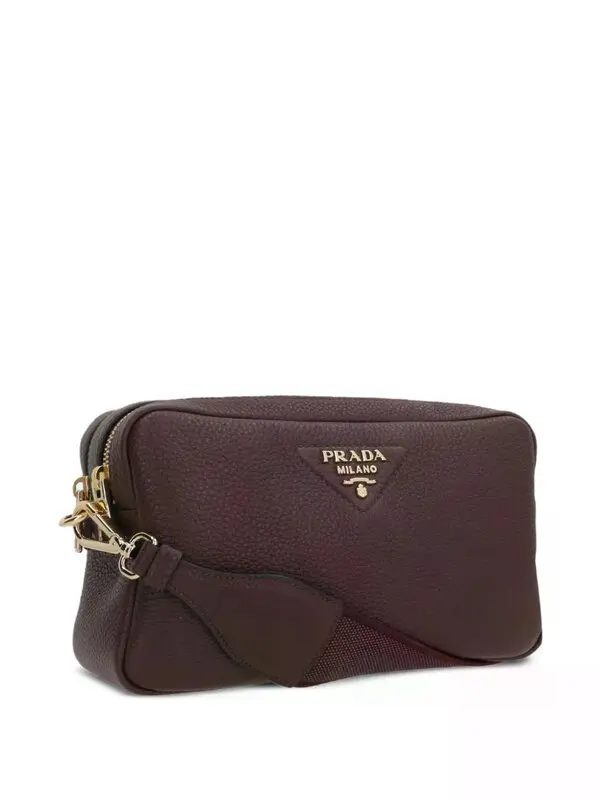 Prada Leather Logo-plaque Shoulder Bag - Red