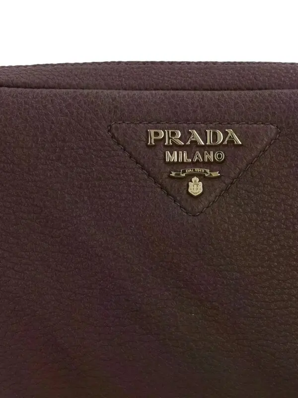 Prada Leather Logo-plaque Shoulder Bag - Red