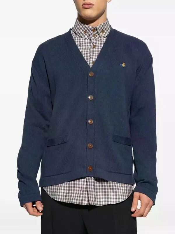 VIVIENNE WESTWOOD Orb Embellished V-neck Cardigan - Blue