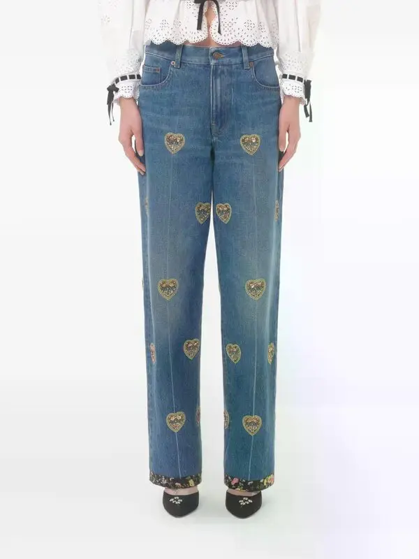 Valentino Garavani Heart-embossed Jeans