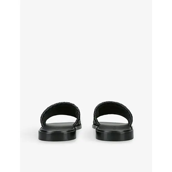 Bottega Veneta Elio Woven Leather Slides - Black