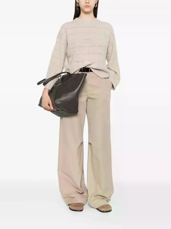 Brunello Cucinelli Striped Open-knit Sweater
