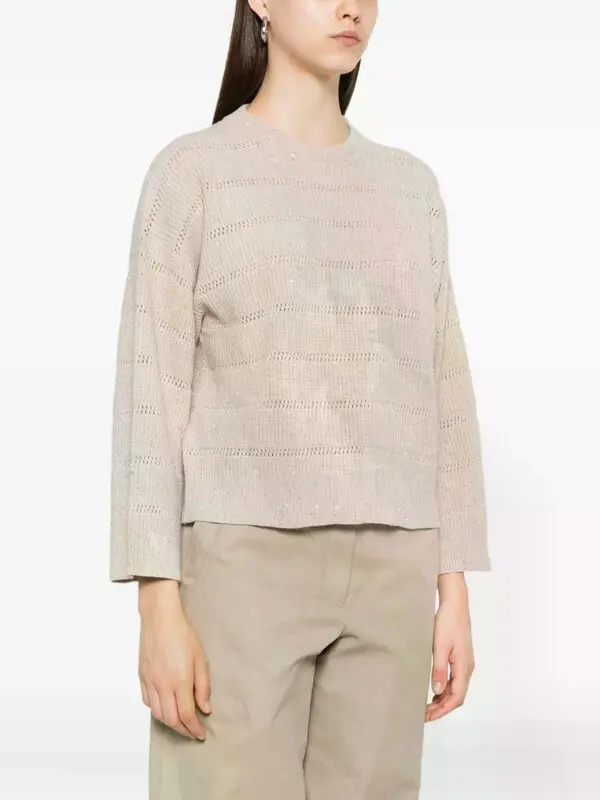Brunello Cucinelli Striped Open-knit Sweater