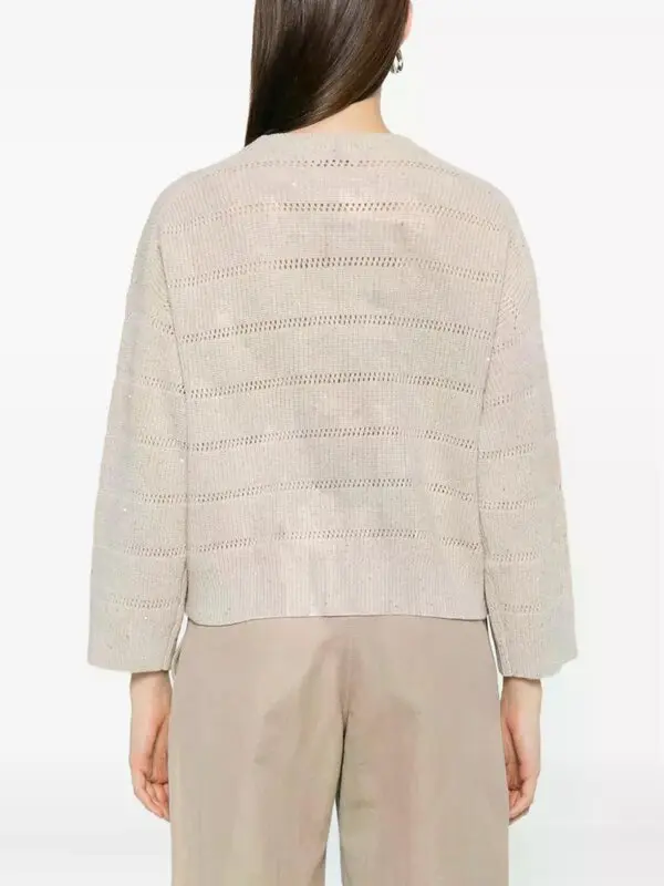 Brunello Cucinelli Striped Open-knit Sweater