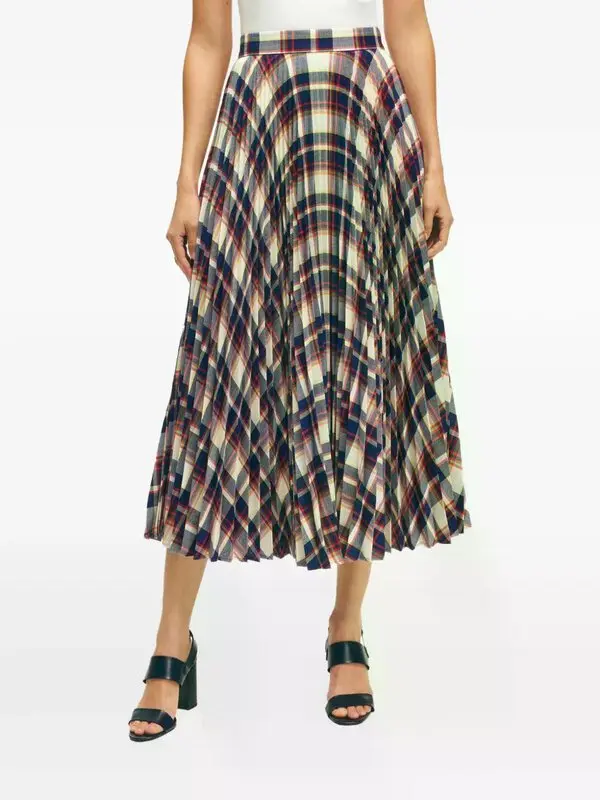 Brooks Brothers Pleated Plaid Midi Skirt
