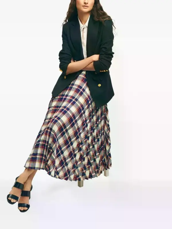 Brooks Brothers Pleated Plaid Midi Skirt