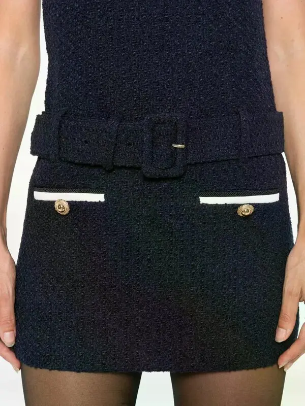 SELF-PORTRAIT Belted Tweed Mini Dress