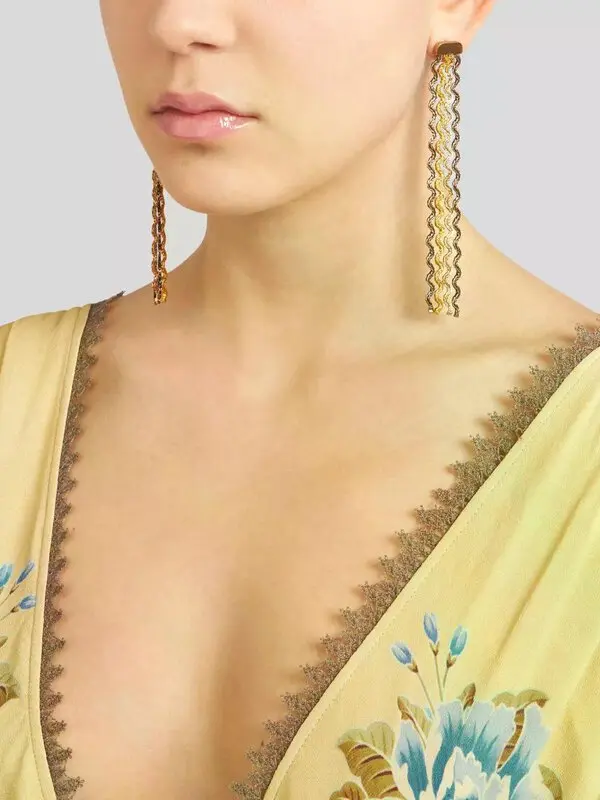 Etro Geometric-print Drop Earrings