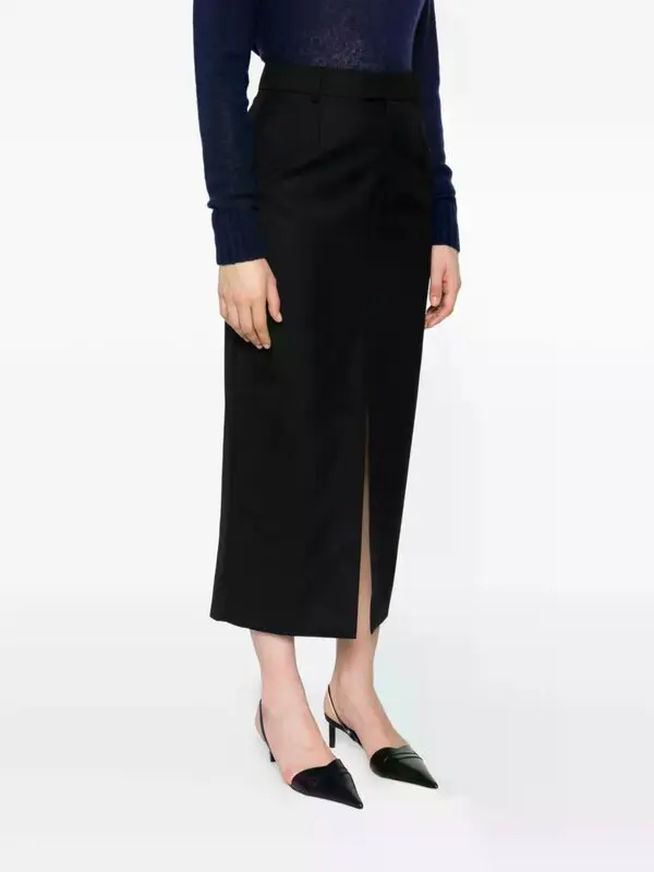 ANINE BING Front-slit Wool Skirt