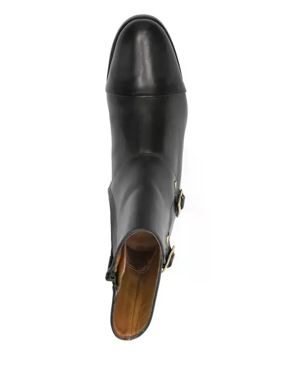ANNE THOMAS Double-buckle Studded Ankle Boots