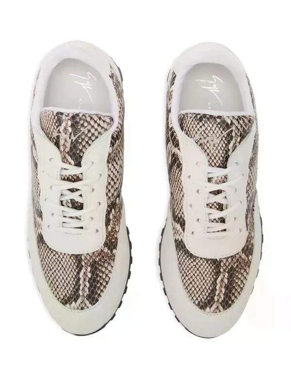 GIUSEPPE ZANOTTI Jim Snakeskin Leather Sneakers - Neutrals