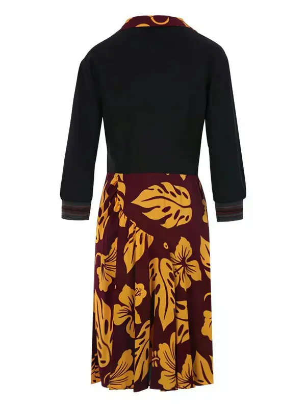 Prada Floral-print Gathered-panel Midi Dress