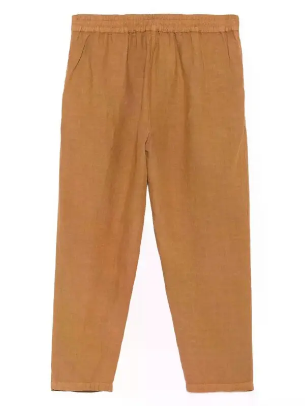 120% Lino Pleated Linen Trousers - Brown