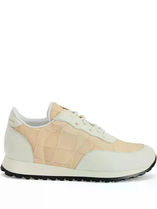 GIUSEPPE ZANOTTI Jimi Crocodile-effect Leather Sneakers - Neutrals