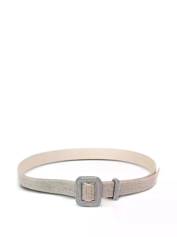 Benedetta Bruzziches Crystal-embellished Buckle Belt - Neutrals