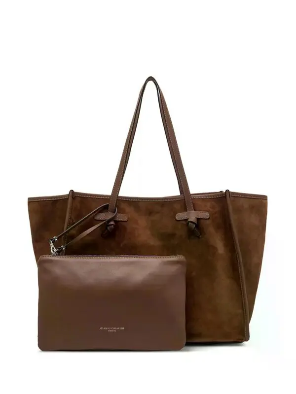 GIANNI CHIARINI Marcella Knotted-handles Suede Tote Bag