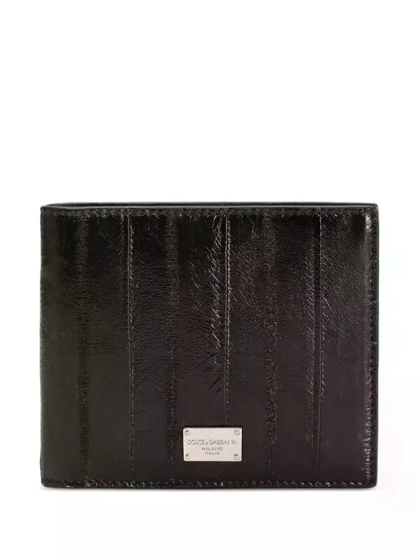 Dolce & Gabbana Eel Skin Leather Bifold Wallet - Black