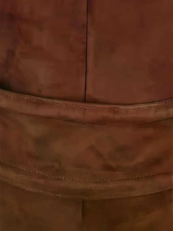 Miu Miu Flower And Cat Patch Suede Leather Coat