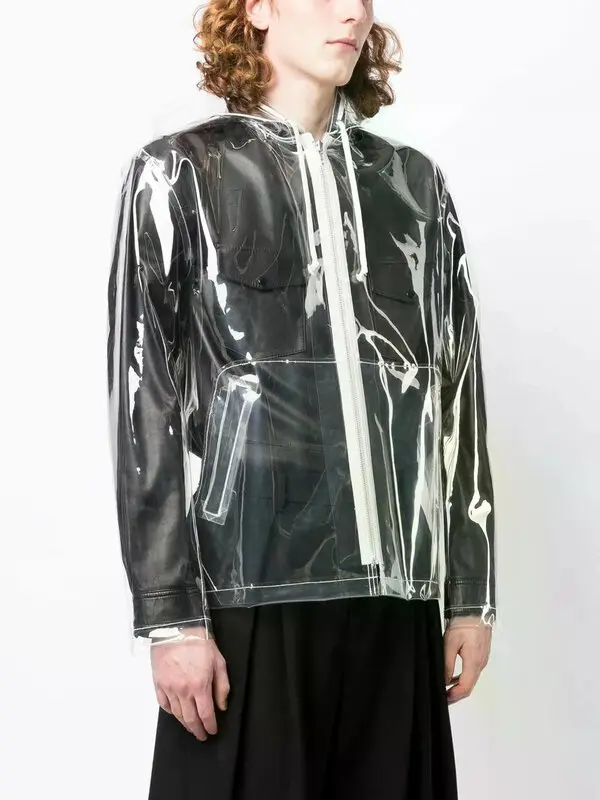 Comme Des Garçons Transparent Slogan Print Jacket