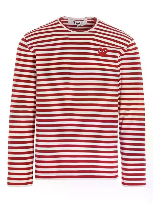 Play Comme Des Garcon Striped Heart-logo T-shirt