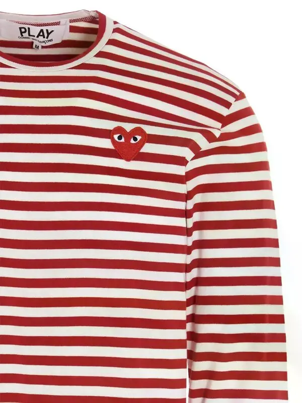 Play Comme Des Garcon Striped Heart-logo T-shirt