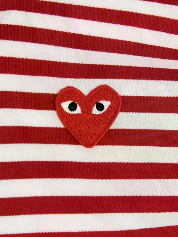 Play Comme Des Garcon Striped Heart-logo T-shirt