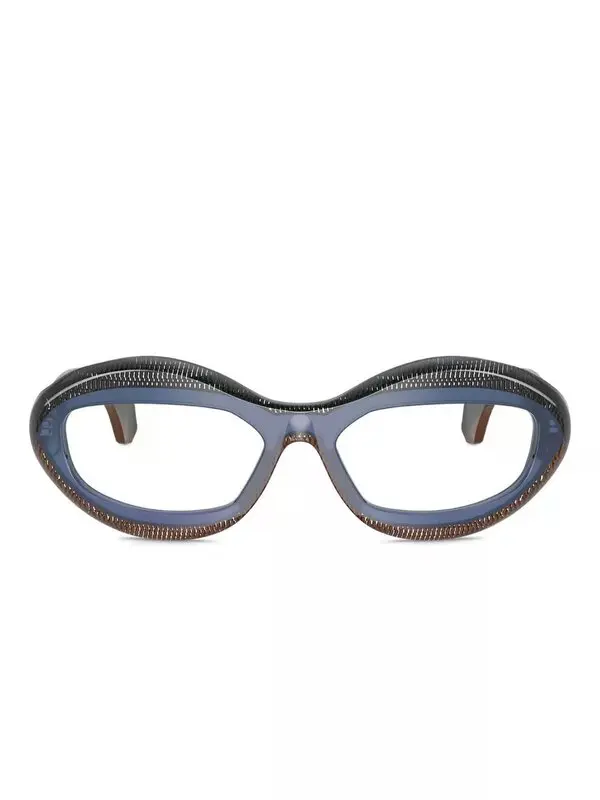ALAIN MIKLI Oval-frame Glasses - Blue
