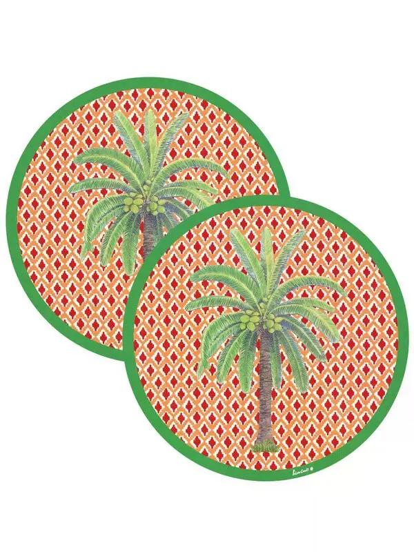 LISA CORTI Masonite Hima Palma Circular Place Mats - Red