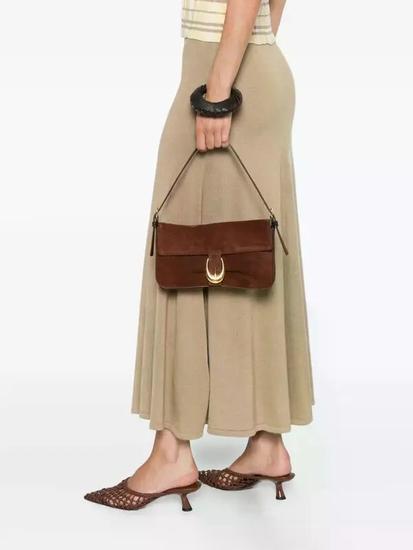 Staud Harlow Buckled Suede Shoulder Bag