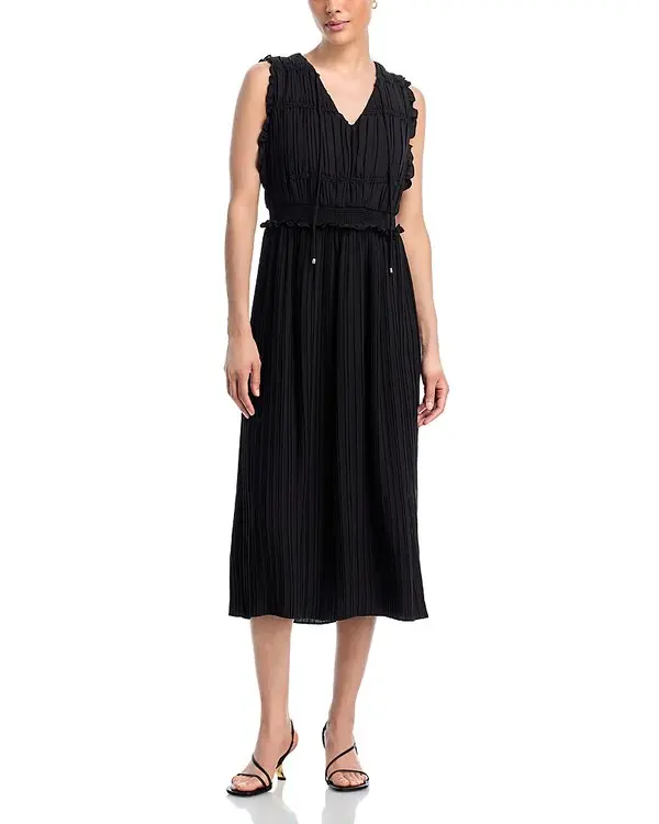 T Tahari Tiered Pleated Dress - Black