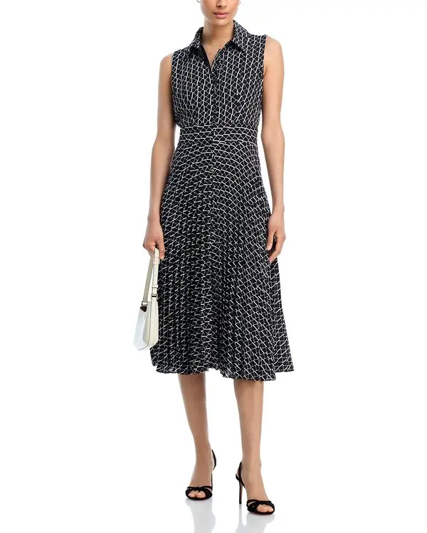 T Tahari Button Front Midi Dress