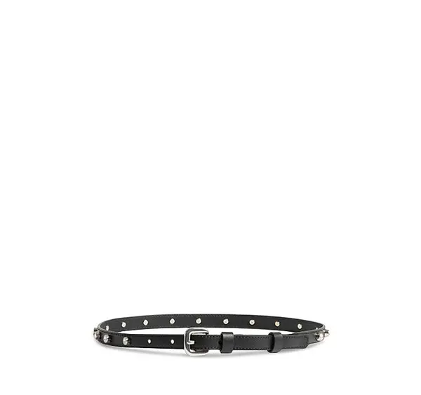 Altuzarra Studded Skinny Leather Belt - Black Crystal