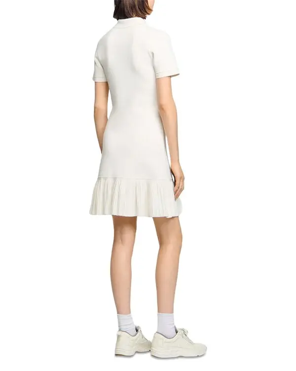 Sandro Polo Collar Pleated Mini Dress